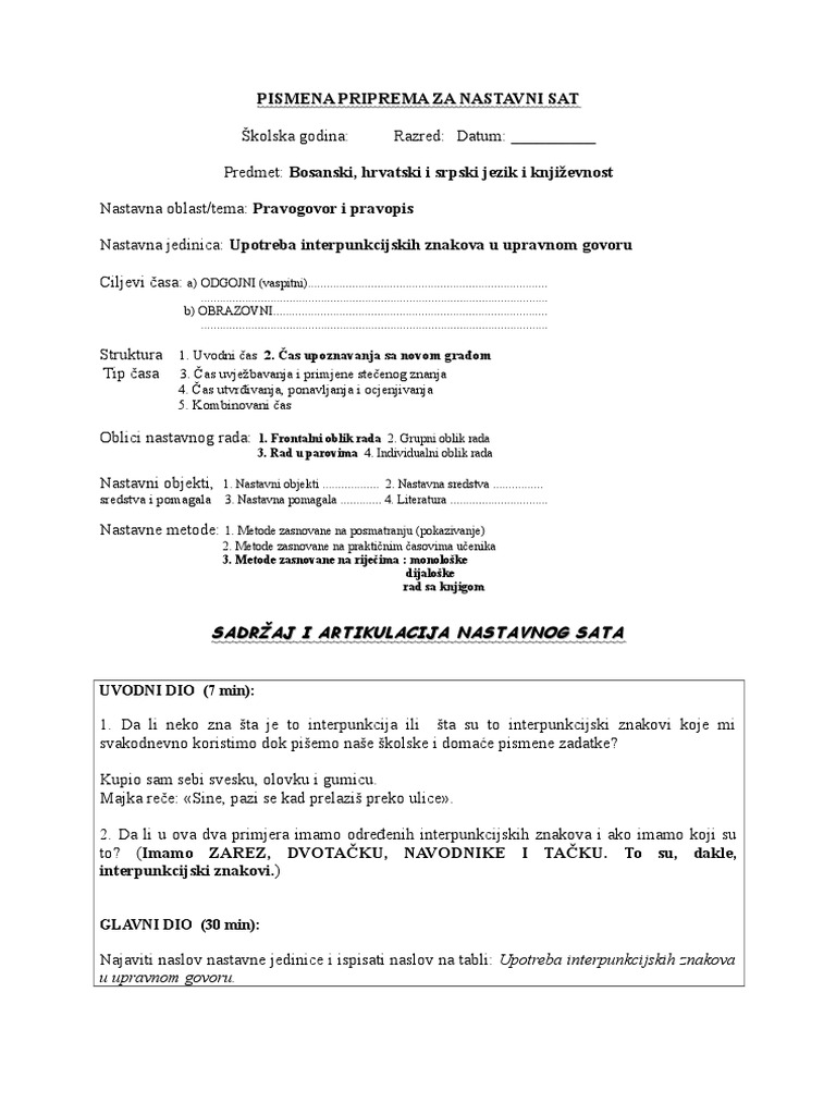 Interpunkcija U Upravnom Govoru | PDF