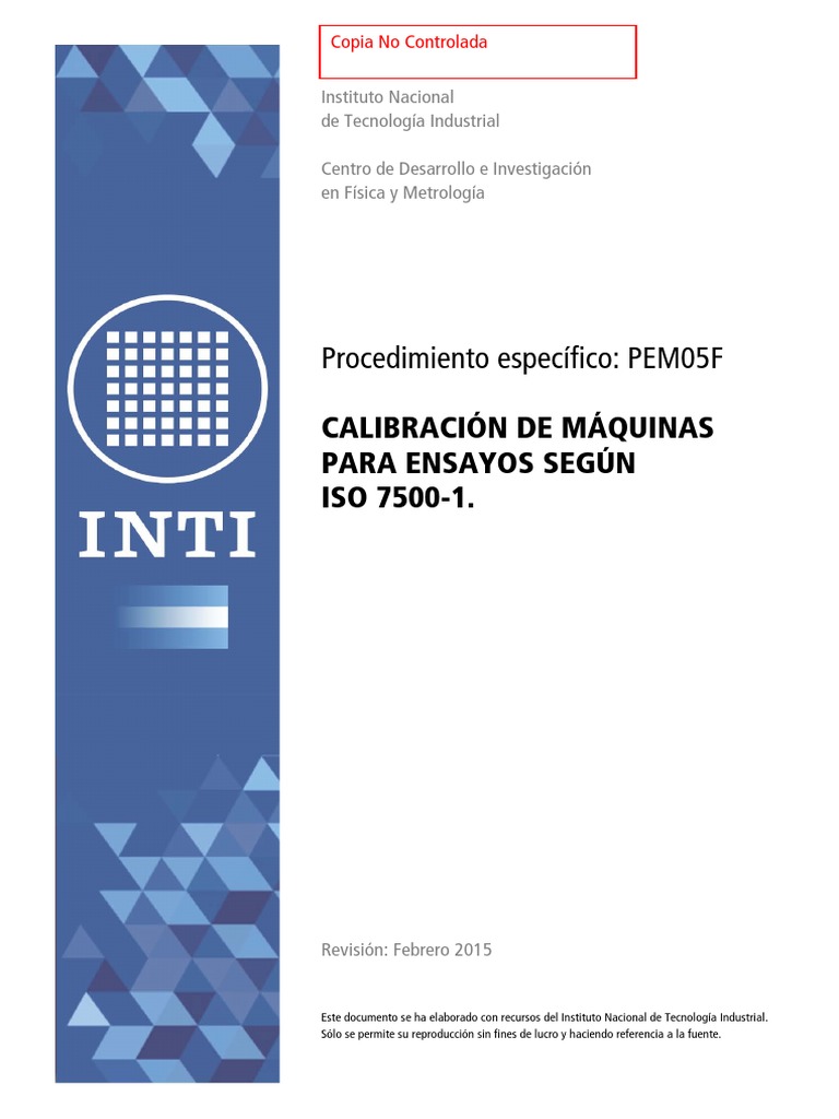 Procedimiento Específico - Pem05f Calibración de Máquinas para Ensayos ...