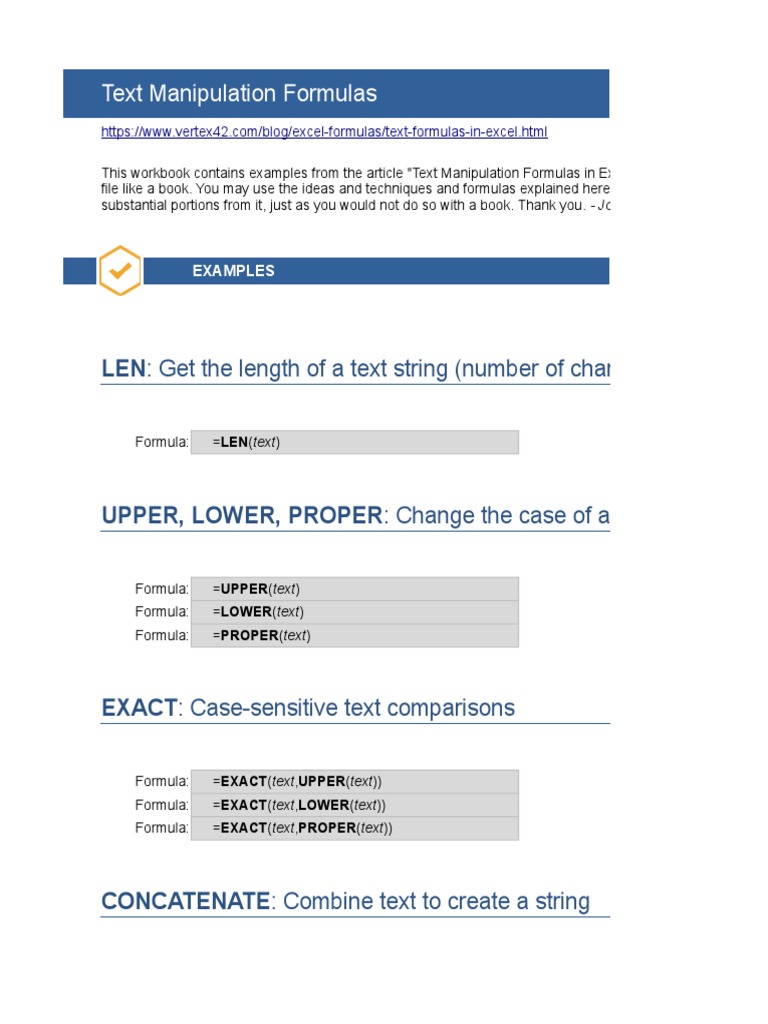 Text Formulas | PDF | String (Computer Science) | Microsoft Excel