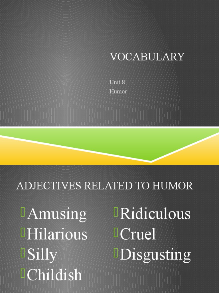 Vocabulary: Unit 8 Humor | PDF