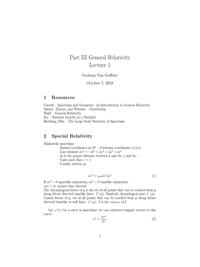 General Relativity - Lecture Notes | PDF | Spacetime | General Relativity