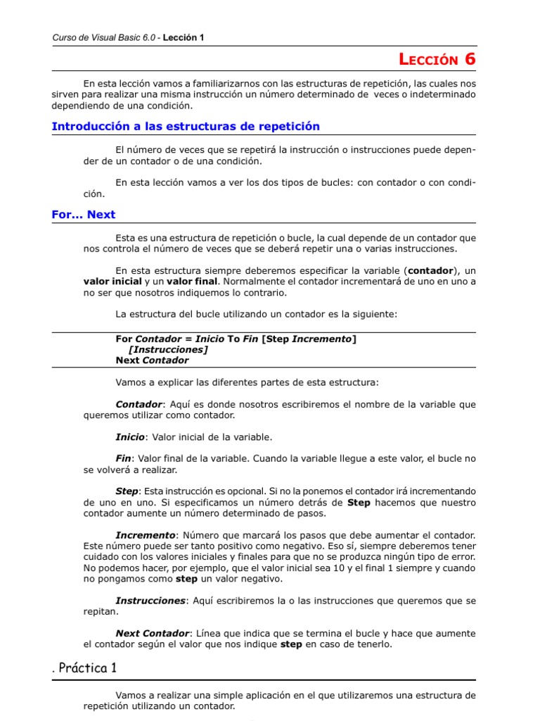 Manual Visual Basic 6 - Leccion 06 Español | PDF | Programa de ... Manual Visual Basic 6 - Leccion 06 Español | PDF | Programa de ...