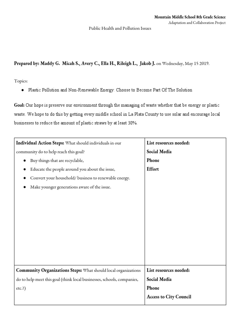 Action Plan Template 1 | Download Free PDF | Renewable Energy | Waste
