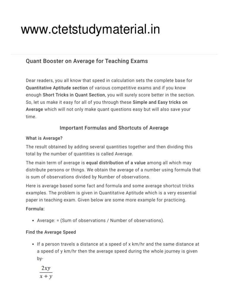 4 Average For Teaching Exams | Download Free PDF | Average ...