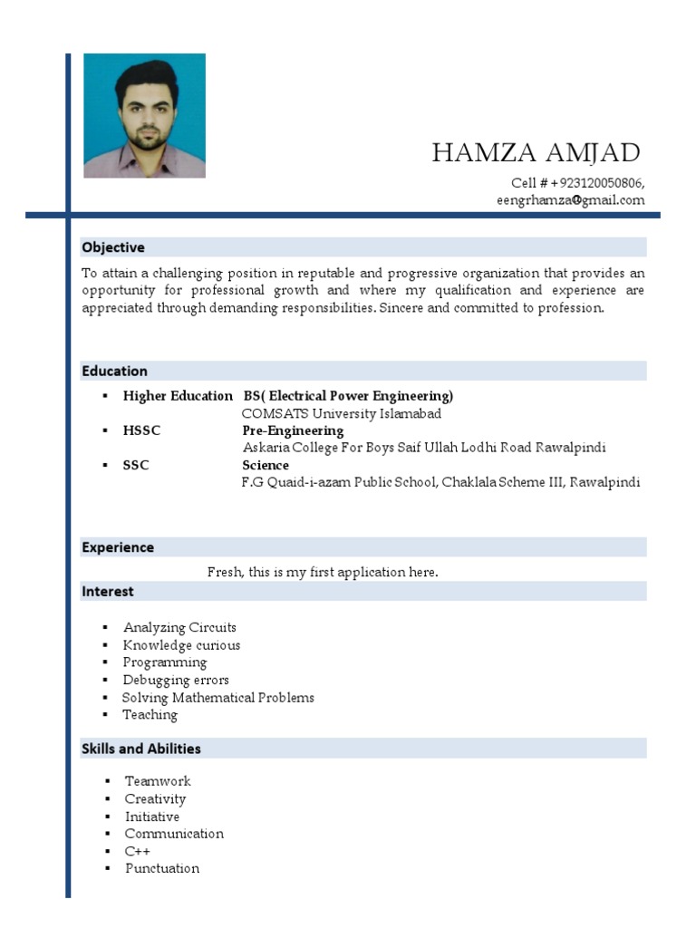 Hamza CV | PDF | Cognition