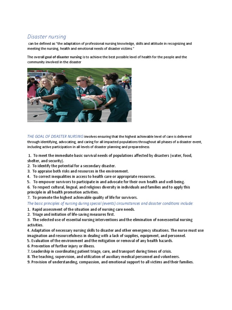The Goal of Disaster Nursing | PDF | Emergency Management | Hazards