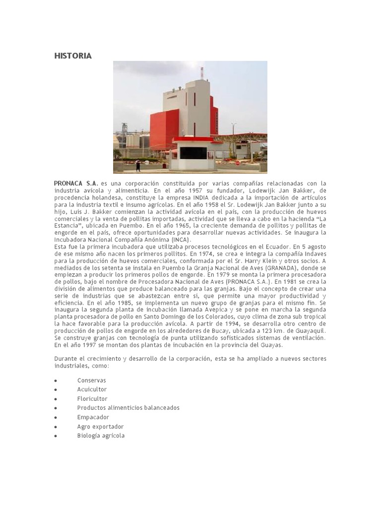 Historia y evolución de Pronaca S.A. | PDF | Innovación | Crecimiento ...