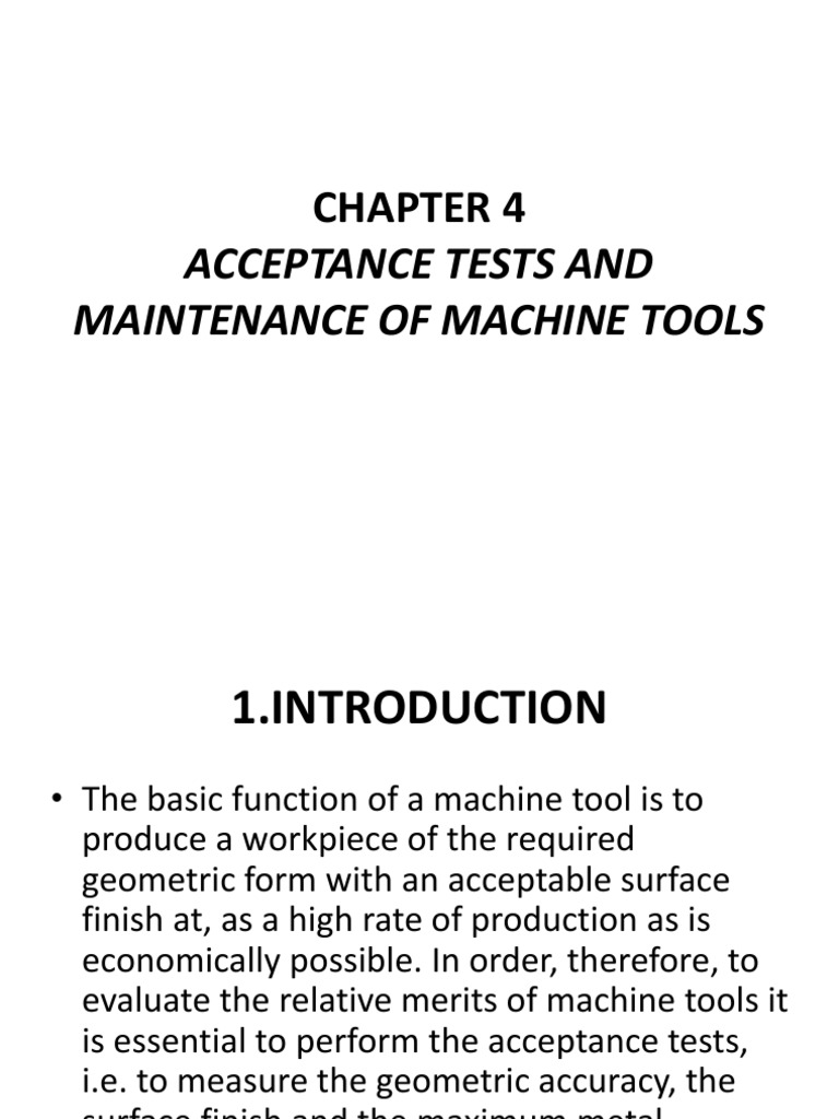 Acceptance Tests and Maintenance of Machine Tools | PDF | Engineering ...