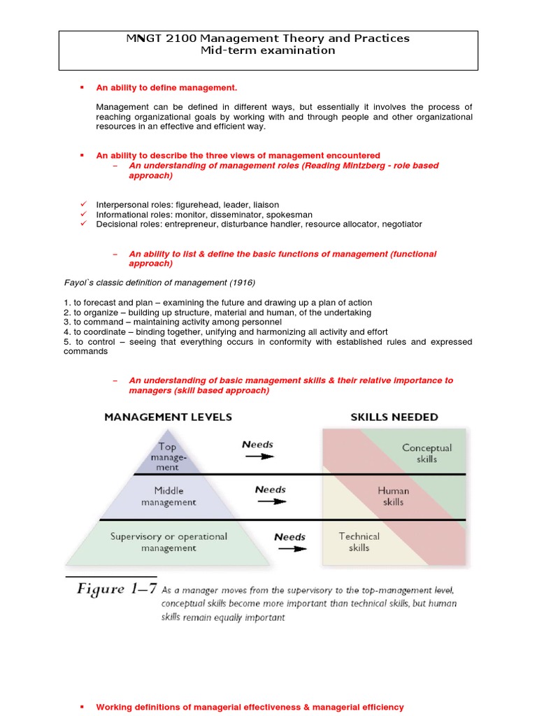Introduction To Management Midterm Exam Preparation | PDF | System | Goal