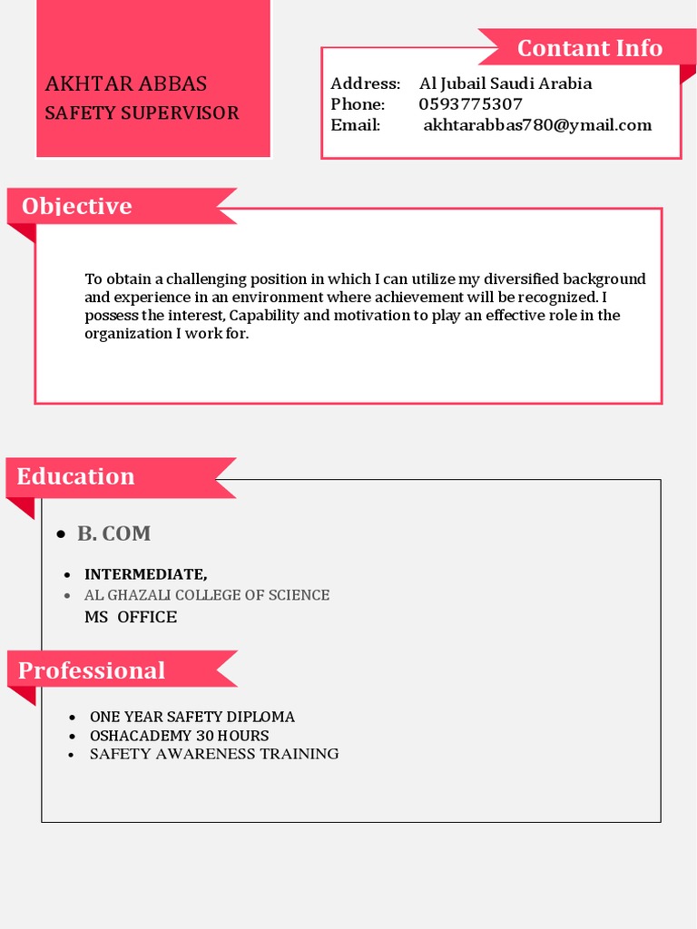 Curriculum Vitae (Aramco) | PDF | Supervisor | Safety