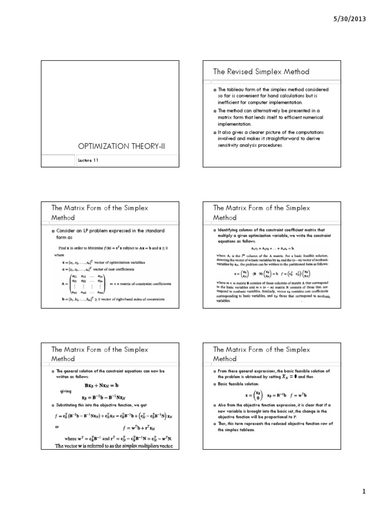 Constrained Optimization Lecture 11 Pdf Matrix Mathematics Mathematical Optimization