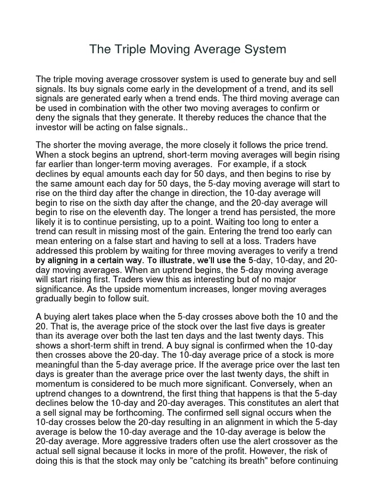 The Triple Moving Average System | PDF | Moving Average | Stocks