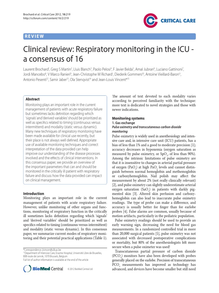 Respiratory Monitoring in The Icu | PDF | Lung | Respiratory System