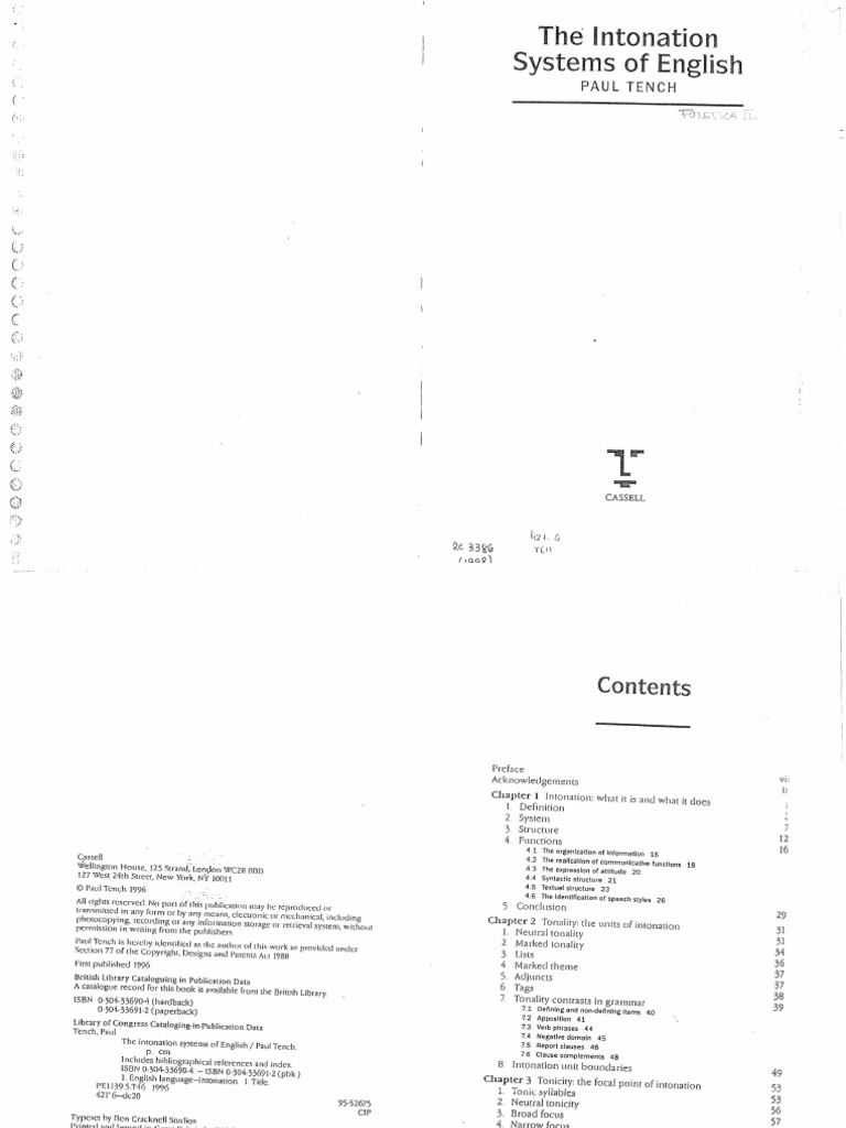 The Intonation Systems of English - Tench | PDF