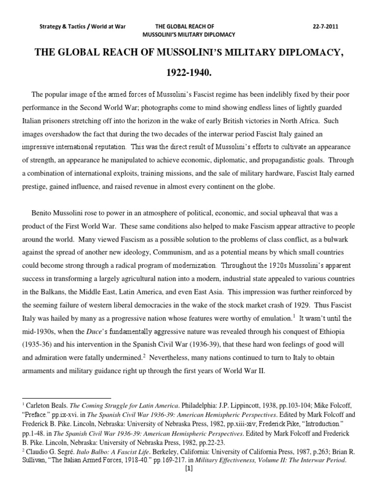 1 - Mussolini' S Military Diplomacy - 11-2-2012 | PDF | Benito ...
