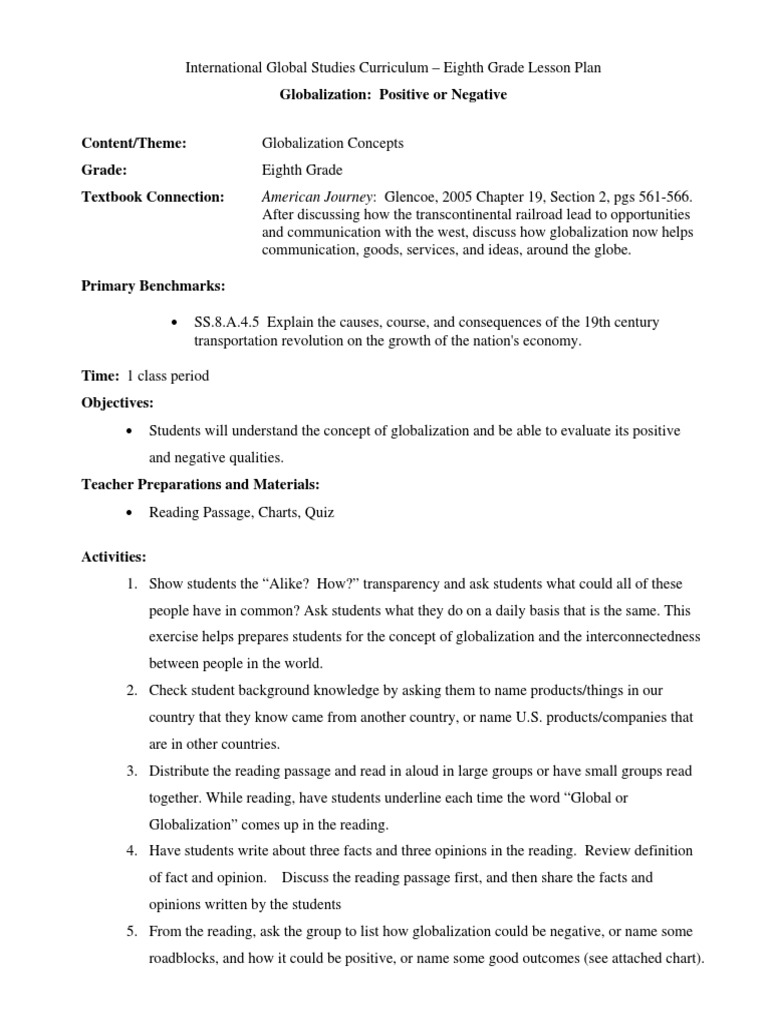 Globalization: Positive or Negative: American Journey: Glencoe, 2005 ...