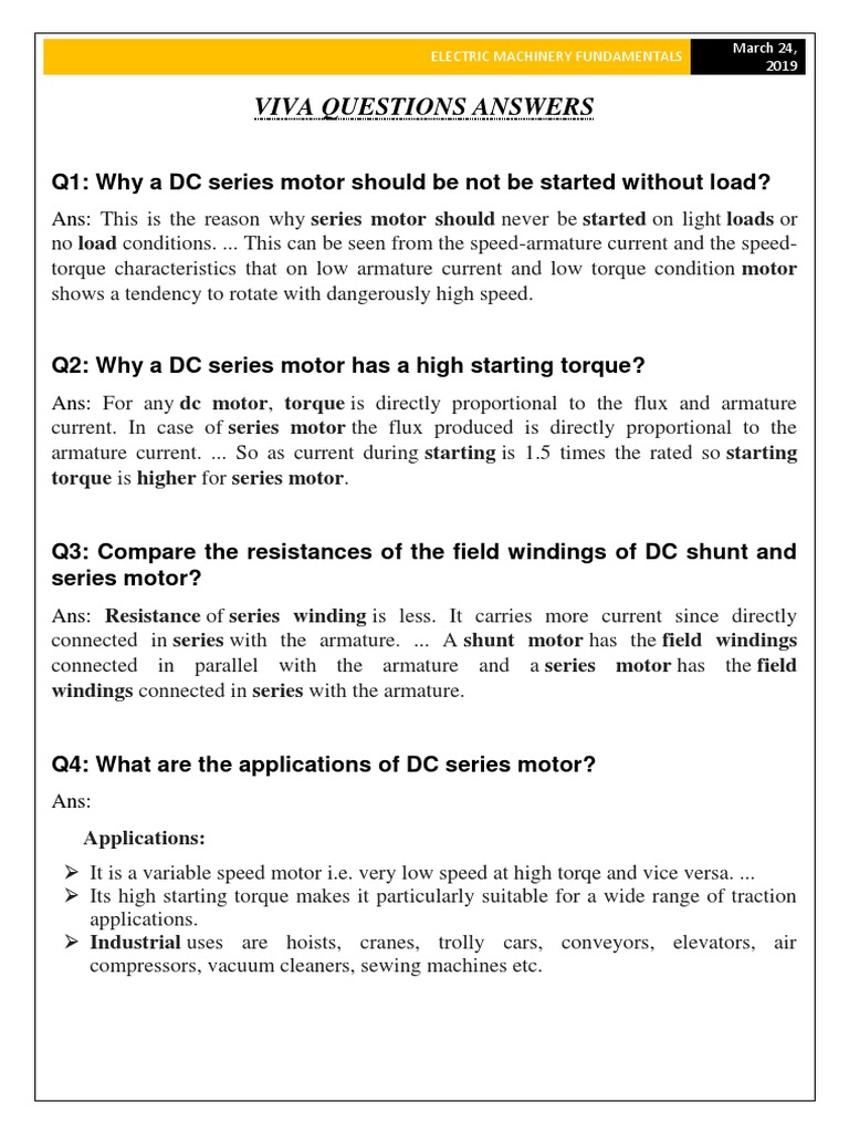 Viva Questions Answers | PDF | Electric Motor | Electrical Engineering