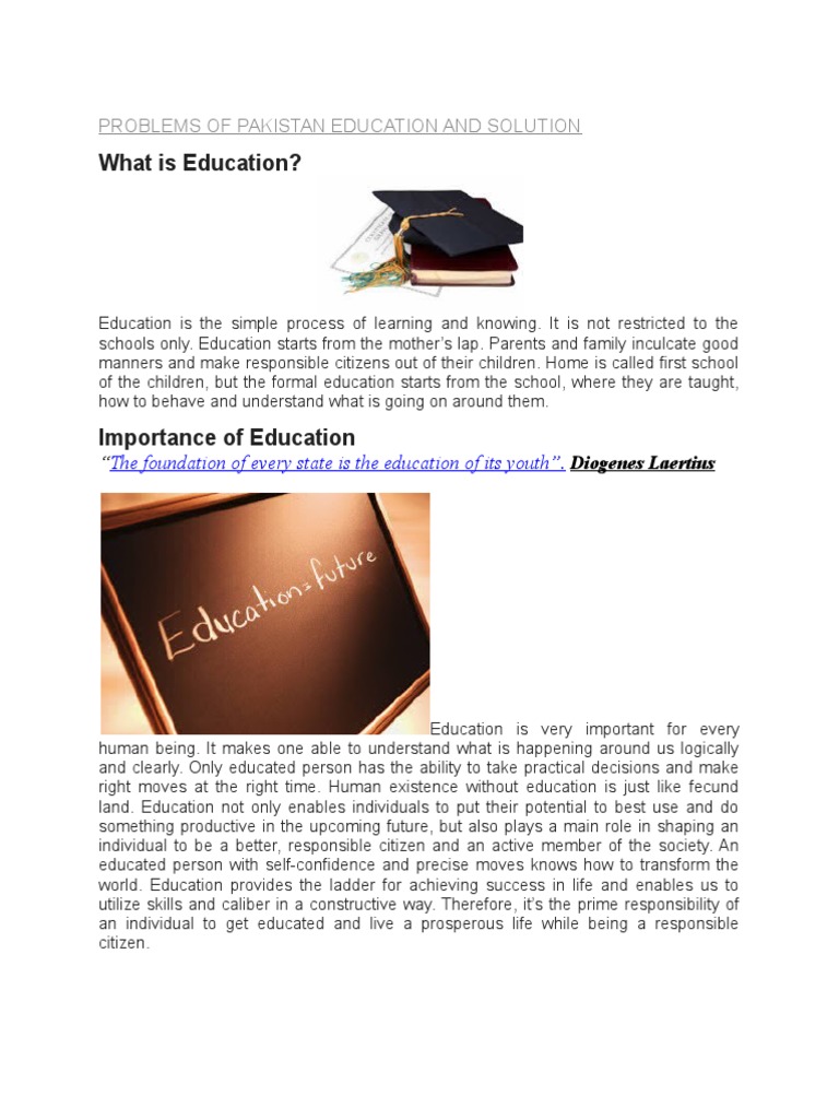 Problems of Pakistan Education and Solution | PDF | Literacy | Teachers