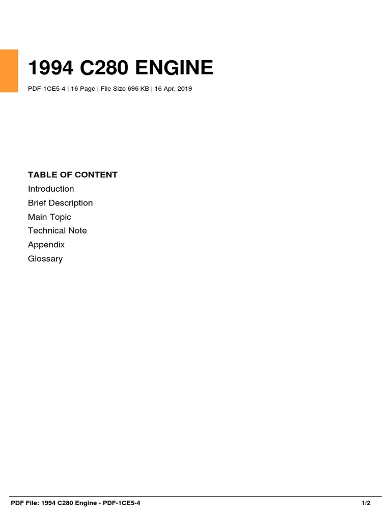 IDa6317bcfc-1994 c280 Engine | PDF