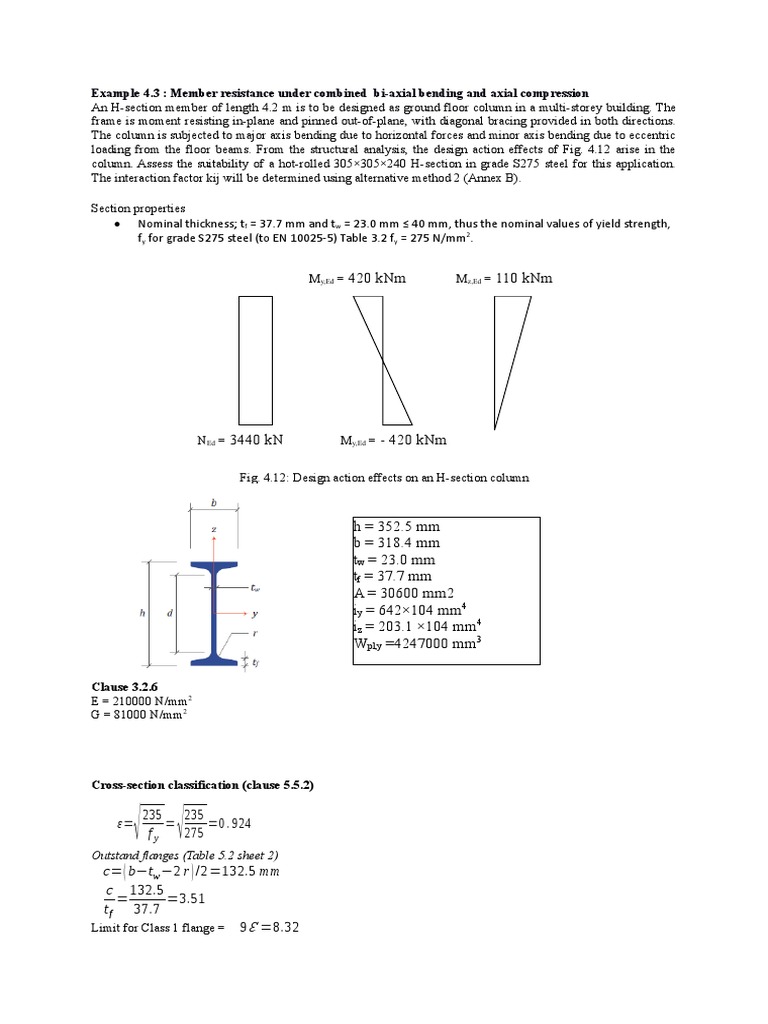 Design of an H-Section Column Subjected to Combined Bi-Axial Bending and Axial Compression | PDF ...