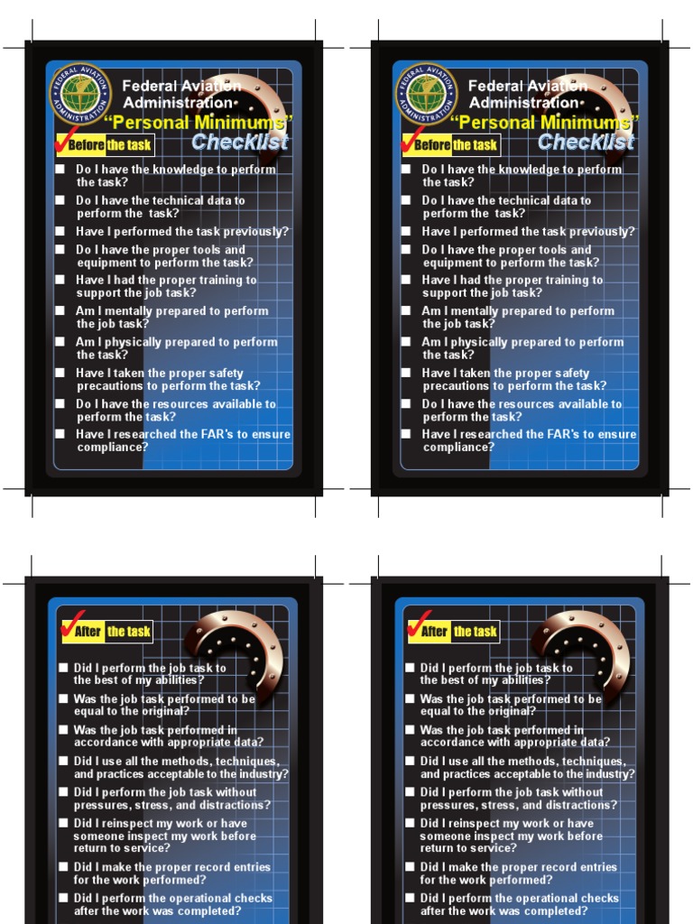 Personal Minimums Checklist PDF | PDF | Business