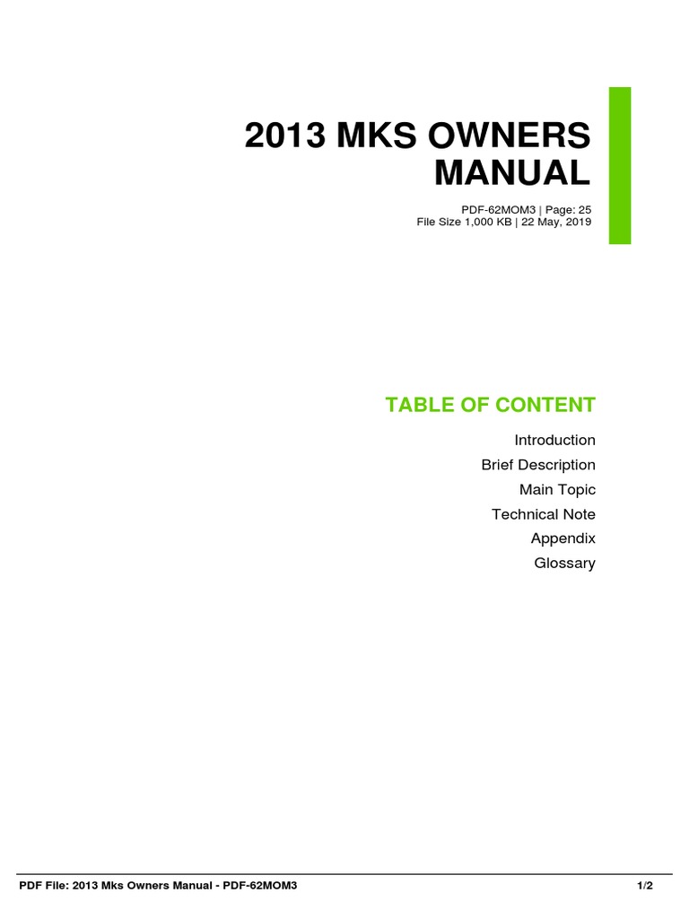 ID1e36200e4-2013 Mks Owners Manual | PDF | Information Retrieval ...