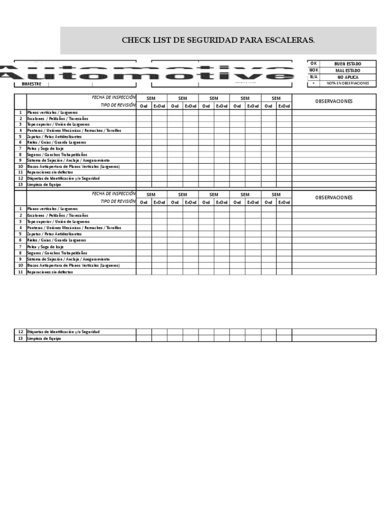 Check List Escaleras | PDF | Aluminio | Materiales de construcción