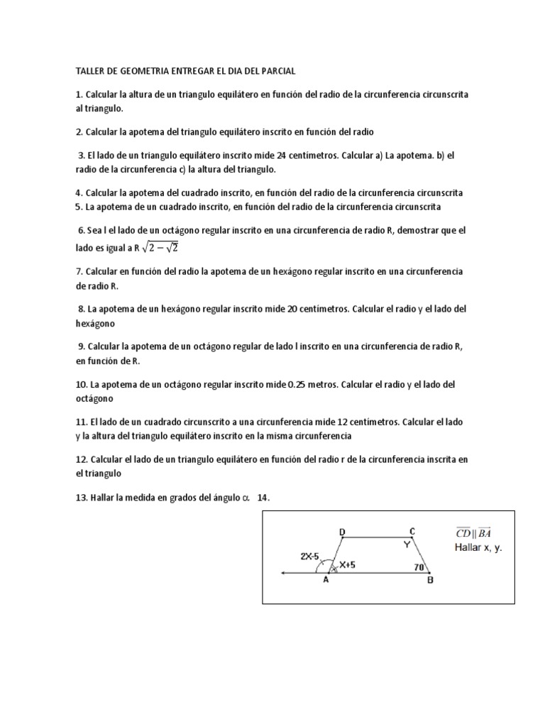Taller de Geometria Euclidiana | PDF | Triángulo | Circulo