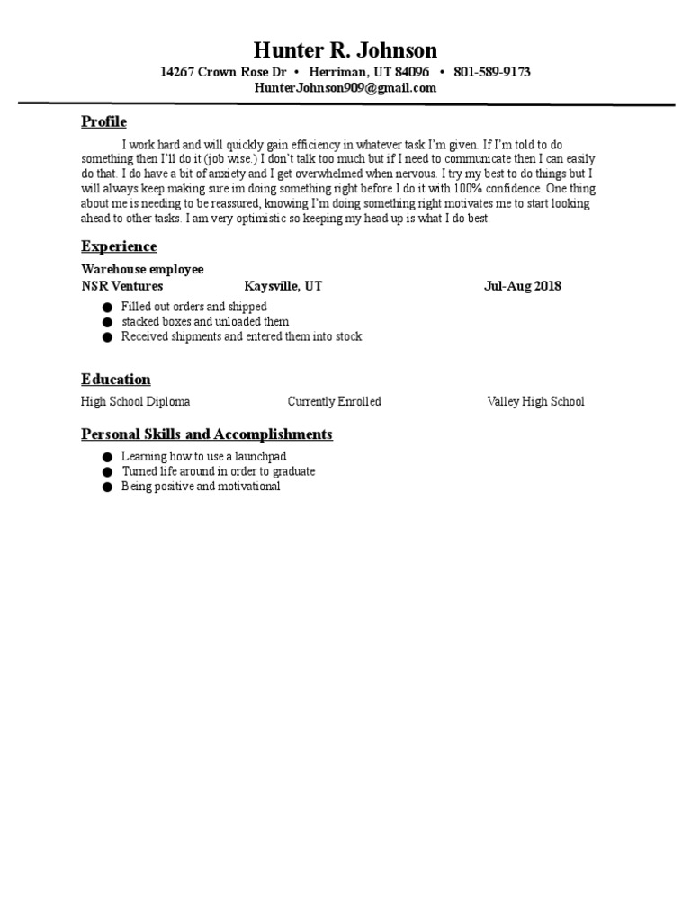 Hunters Resume | PDF