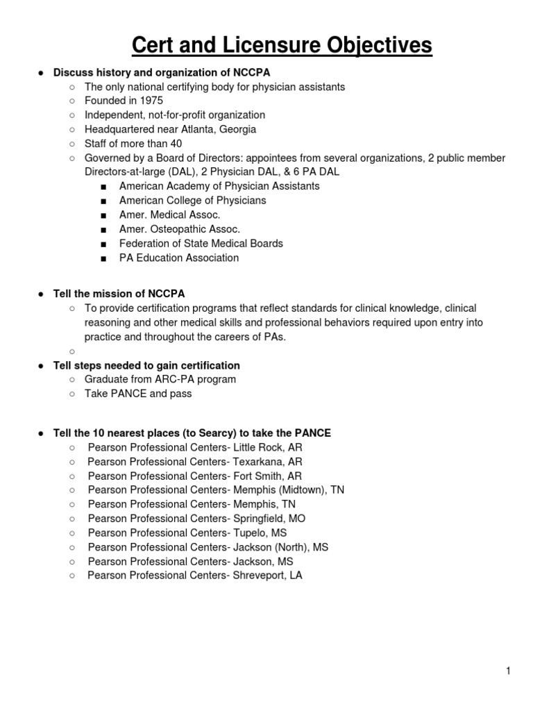 ProSem 5 Objectives | PDF | Licensure | Physician
