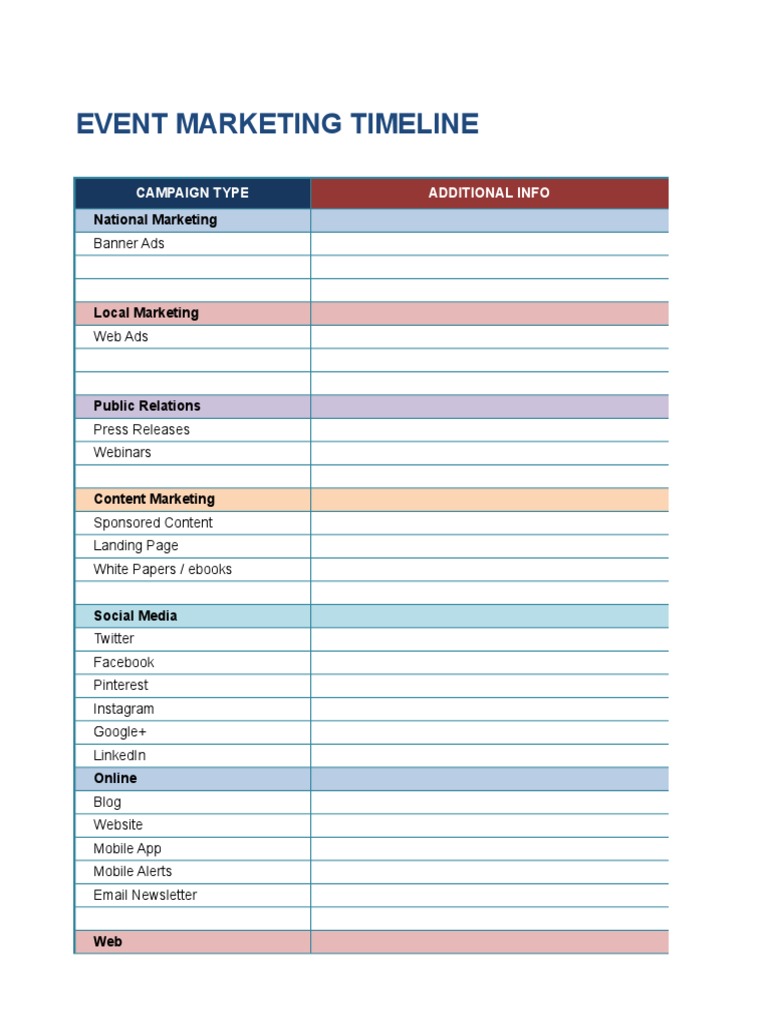 IC Event Marketing Timeline Template Updated 8622 | PDF | Business