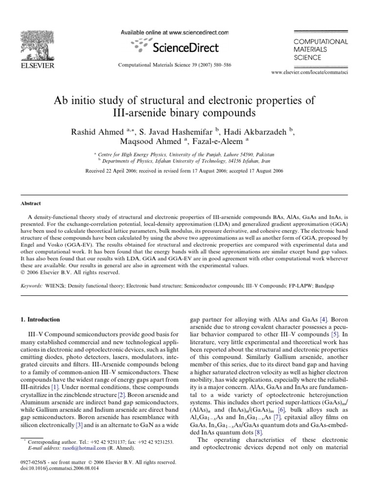 Alas Semiconductor PDF | PDF | Density Functional Theory | Electronic ...