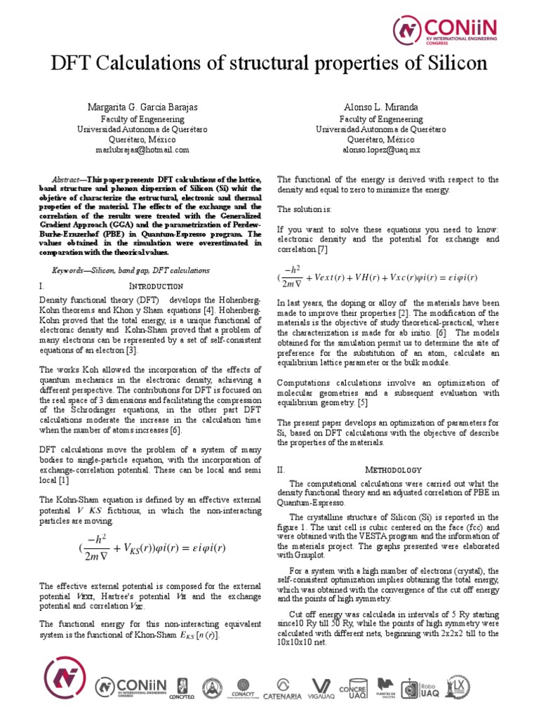 Articulo Coniin 3 | PDF | Density Functional Theory | Electronic Band ...