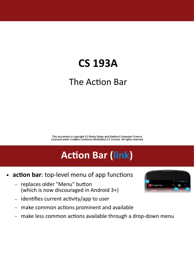 The Action Bar: Licensed Under Creative Commons Attribution 2.5 License ...