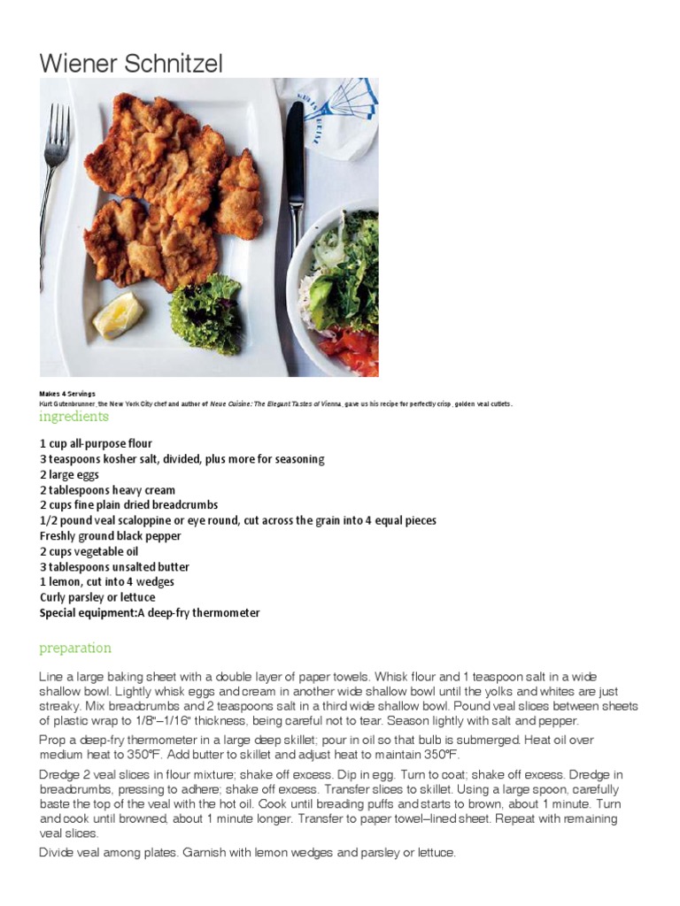 Wiener Schnitzel: Ingredients | PDF | Bread Crumbs | Cuisine