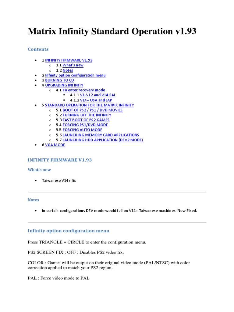 Matrix Infinity Standard Operation v1 | PDF | Booting | Cd Rom