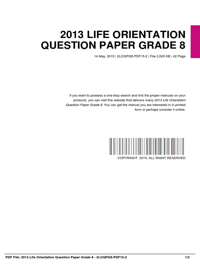 ID72c795c2c-2013 Life Orientation Question Paper Grade 8 | Download ...