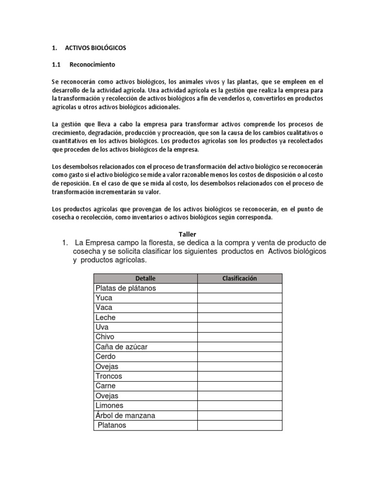 Activos Biológicos | PDF | Agricultura | Biología