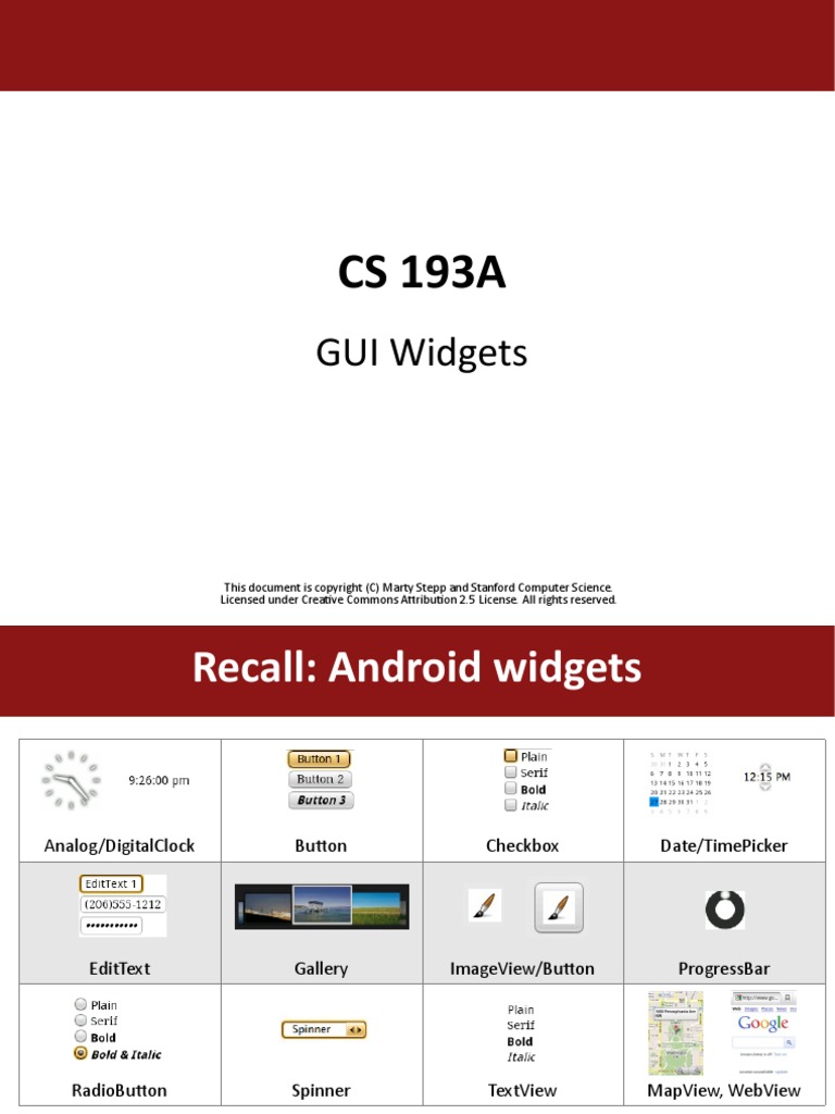 Widget Gallery: A Visual Guide to Common Android UI Components | PDF | Typefaces | Android ...