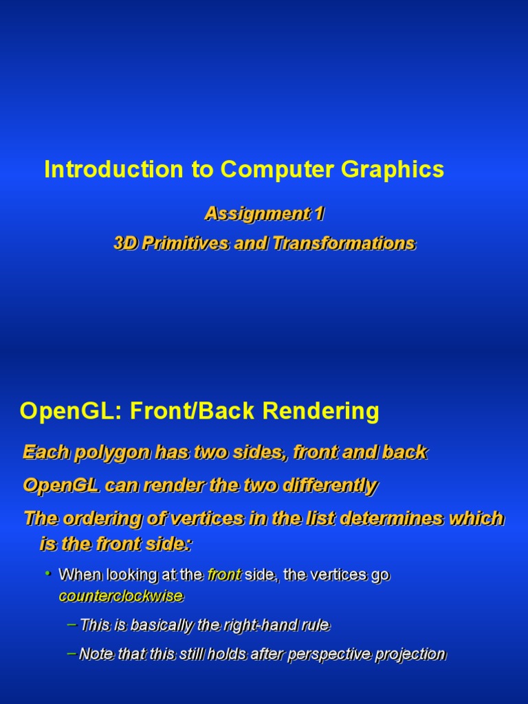 Introduction To Computer Graphics: Assignment 1 3D Primitives and Transformations | Download ...