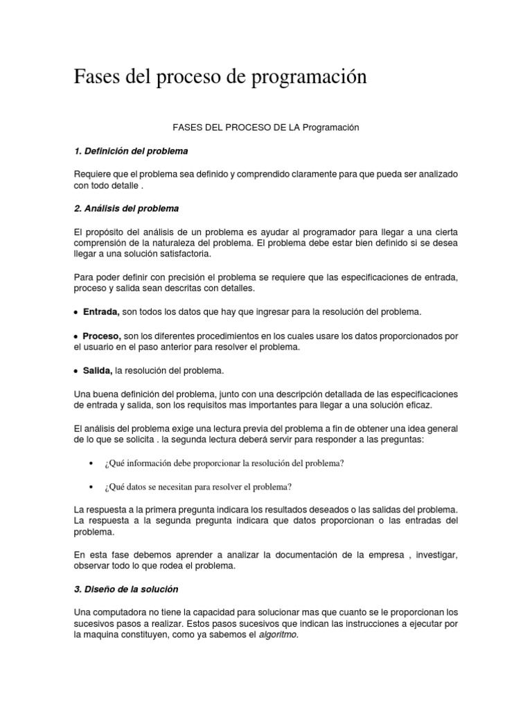 Fases Del Proceso de Programación | PDF | Lenguaje de programación ...