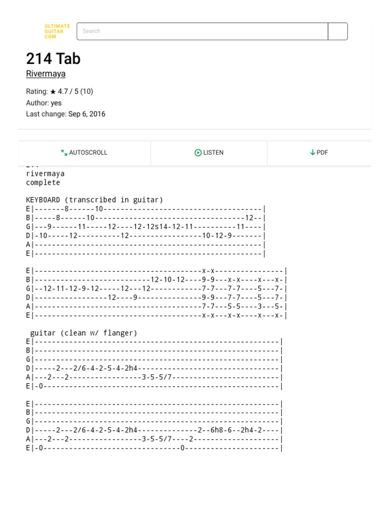 214 TAB (Ver 3) by Rivermaya @ | PDF | Songs | Entertainment (General)