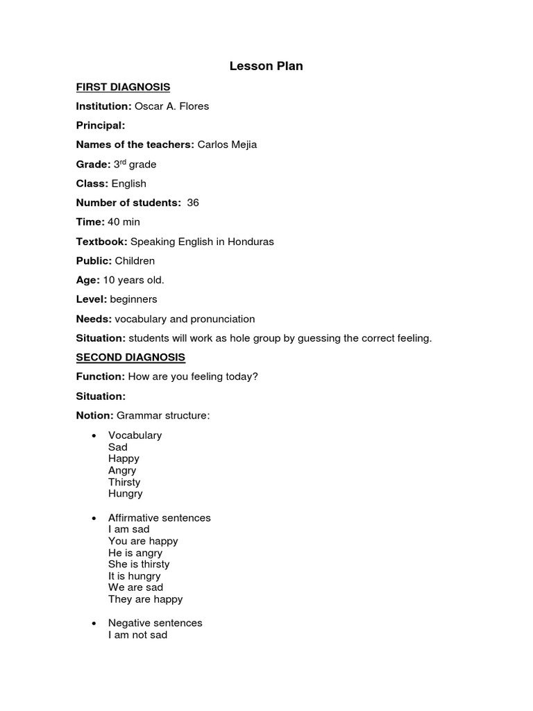 Lesson Plan: Grade | PDF | Emotions | Lesson Plan