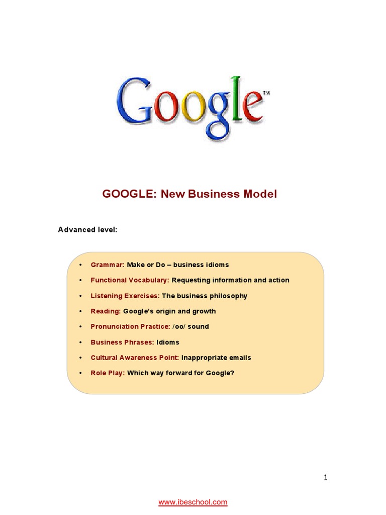 GOOGLE: New Business Model: Advanced Level | PDF | Ad Words | Advertising