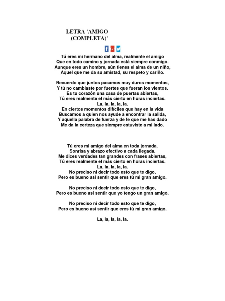 LETRA Amigo | PDF