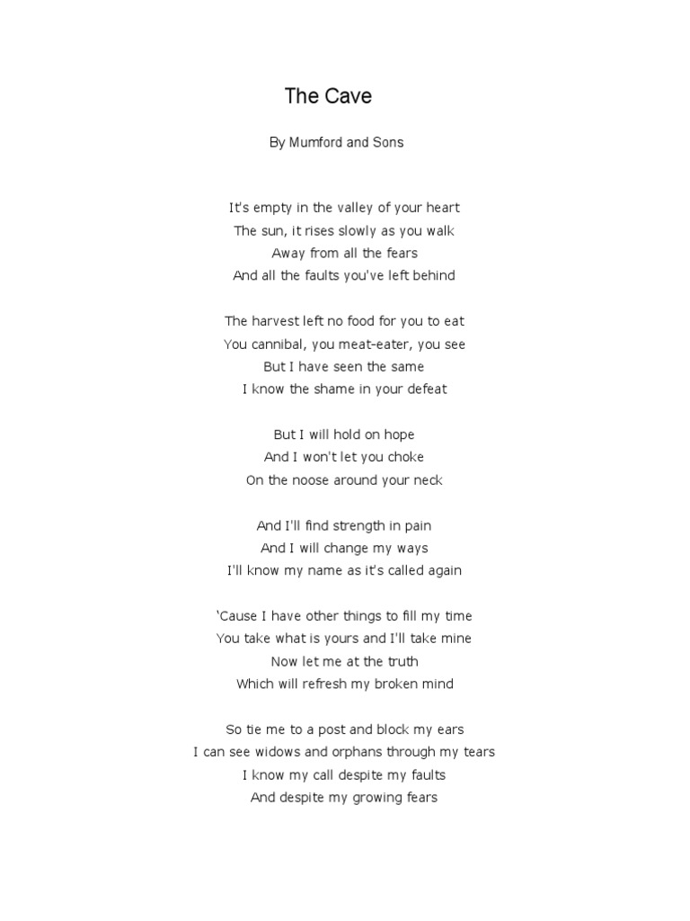 Lyrics to "The Cave" by Mumford & Sons | PDF