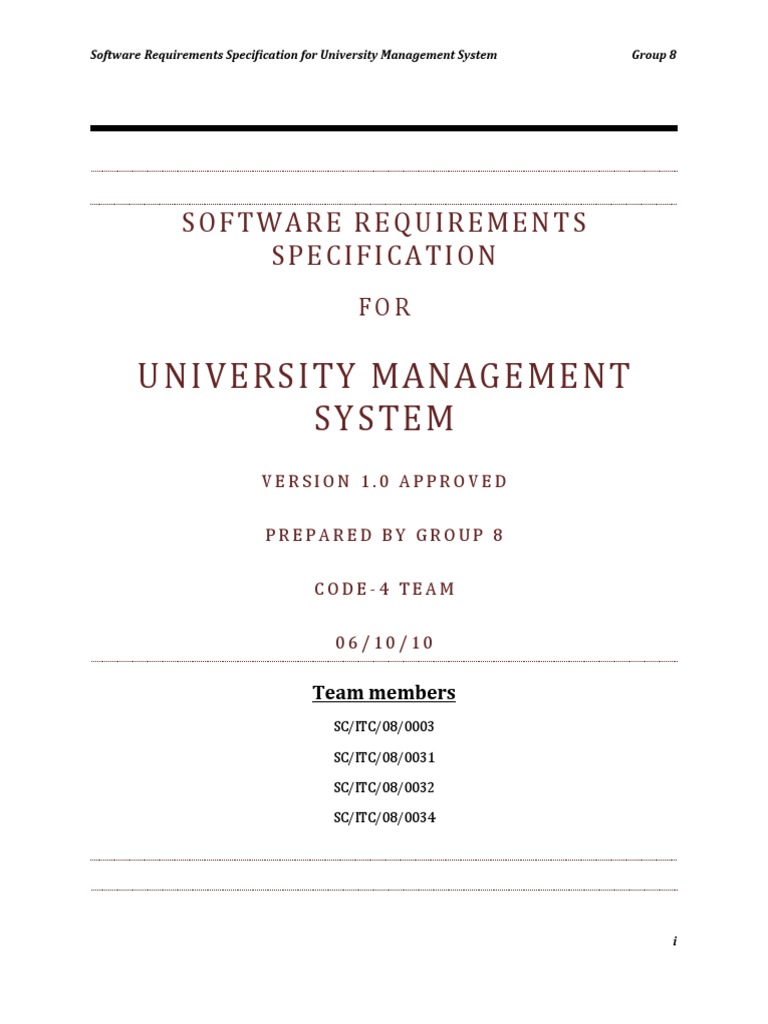 University Management System Requirements | PDF | Software Engineering ...