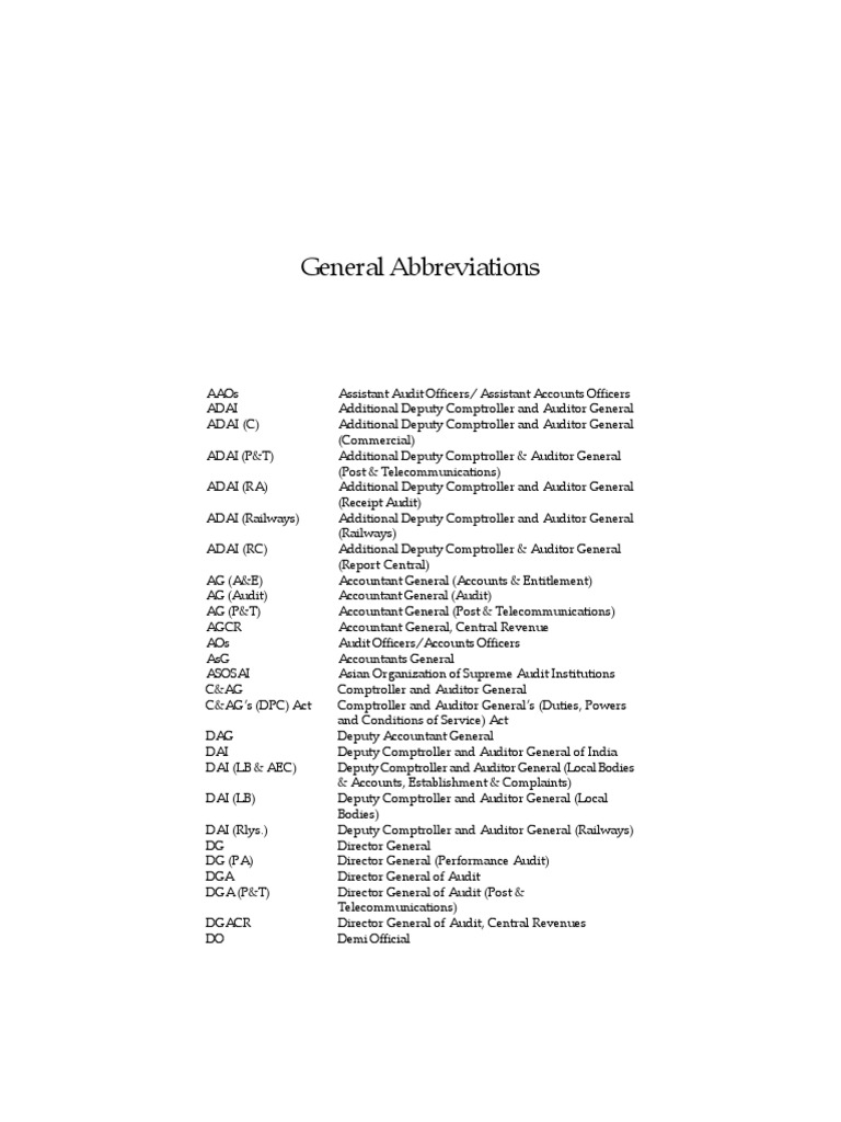 Abbreviation | PDF | Government Of India | Service Industries