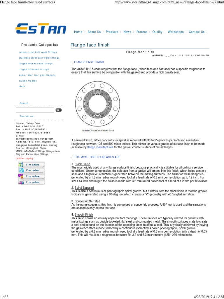 Flange Face Finish-Most Used Surfaces | PDF | Mechanical Engineering ...