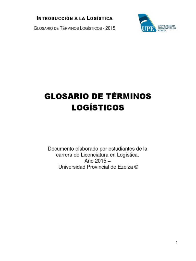 Glosario Términos Logísticos | Descargar gratis PDF | Logística | aduana